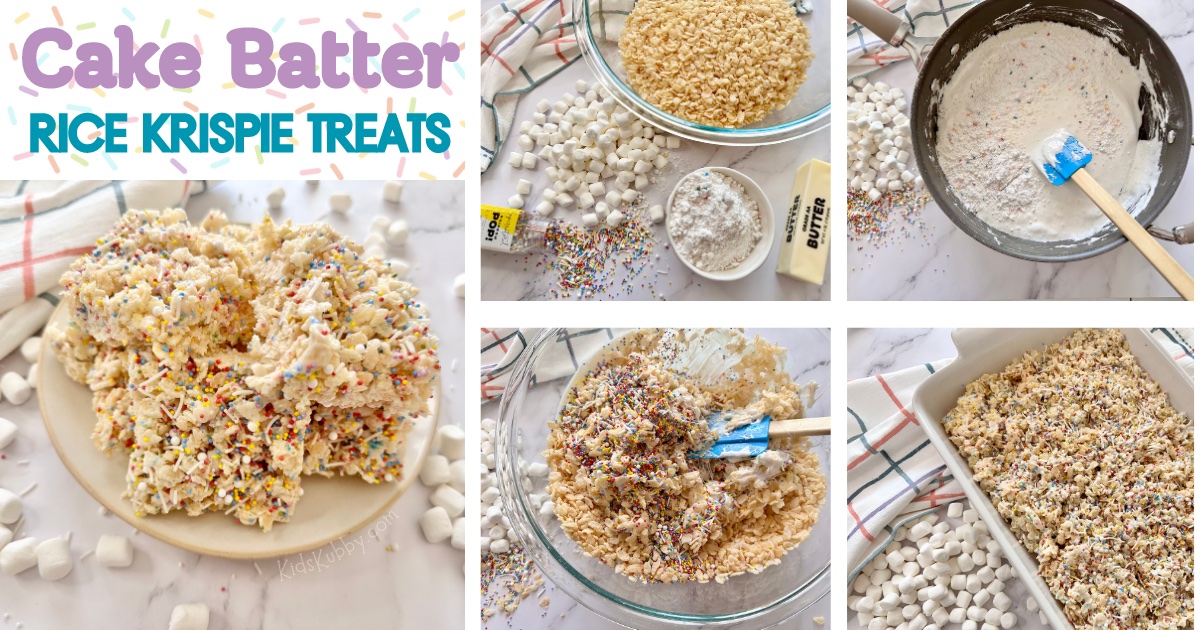 Cake Batter Rice Krispie Treats - Kids Kubby