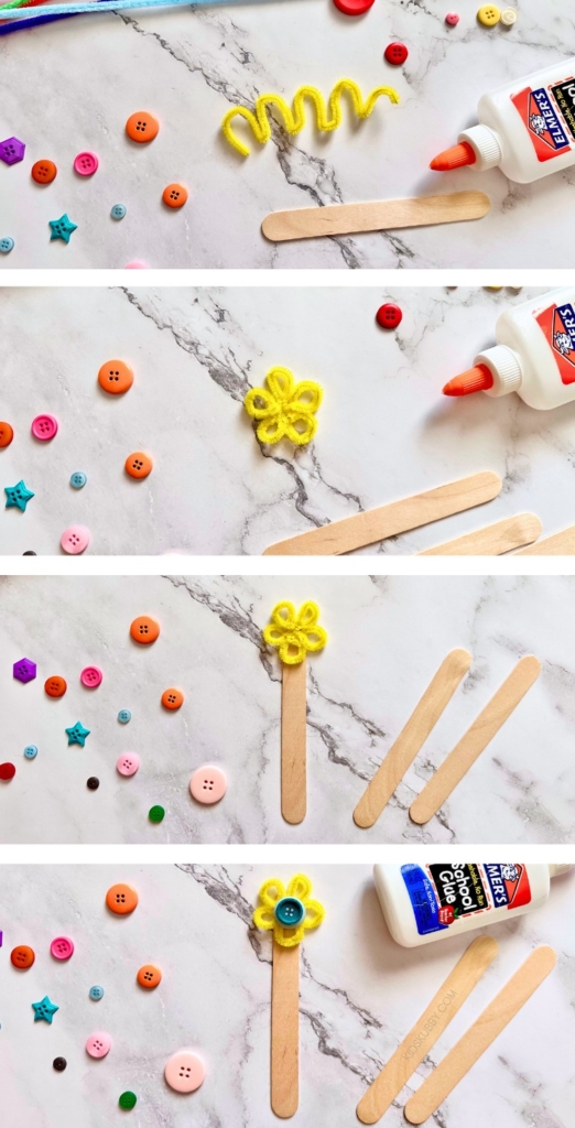 Easy Popsicle Stick Flower Bookmarks