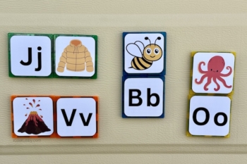Beginning Letter Sounds Matching Game (Using Magnetic Tiles)