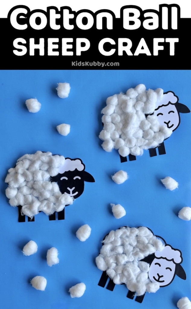Cotton Ball Sheep Craft - Kids Kubby