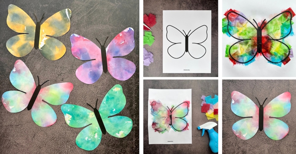 Tissue Paper Painted Butterfly Art