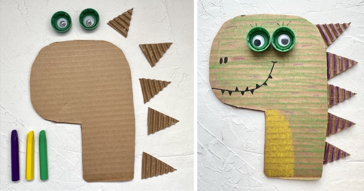 Easy Cardboard Dinosaur Craft For Kids