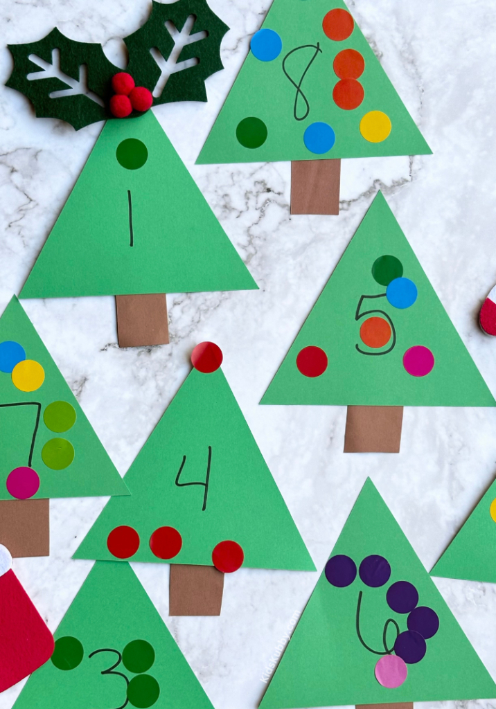 Christmas Tree Counting Activity Using Dot Stickers