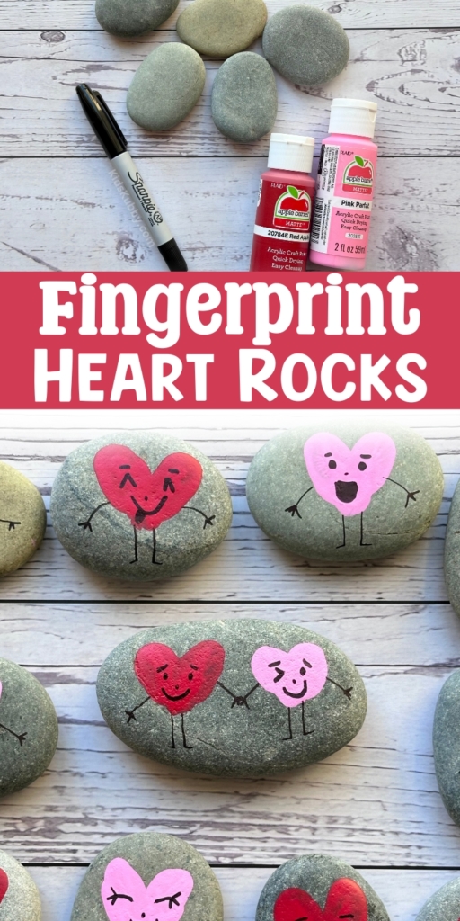 Valentine's Day Fingerprint Heart Rocks