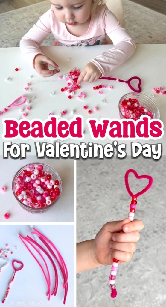 DIY Beaded Heart Wands (Easy Valentine's Day Craft For Kids)